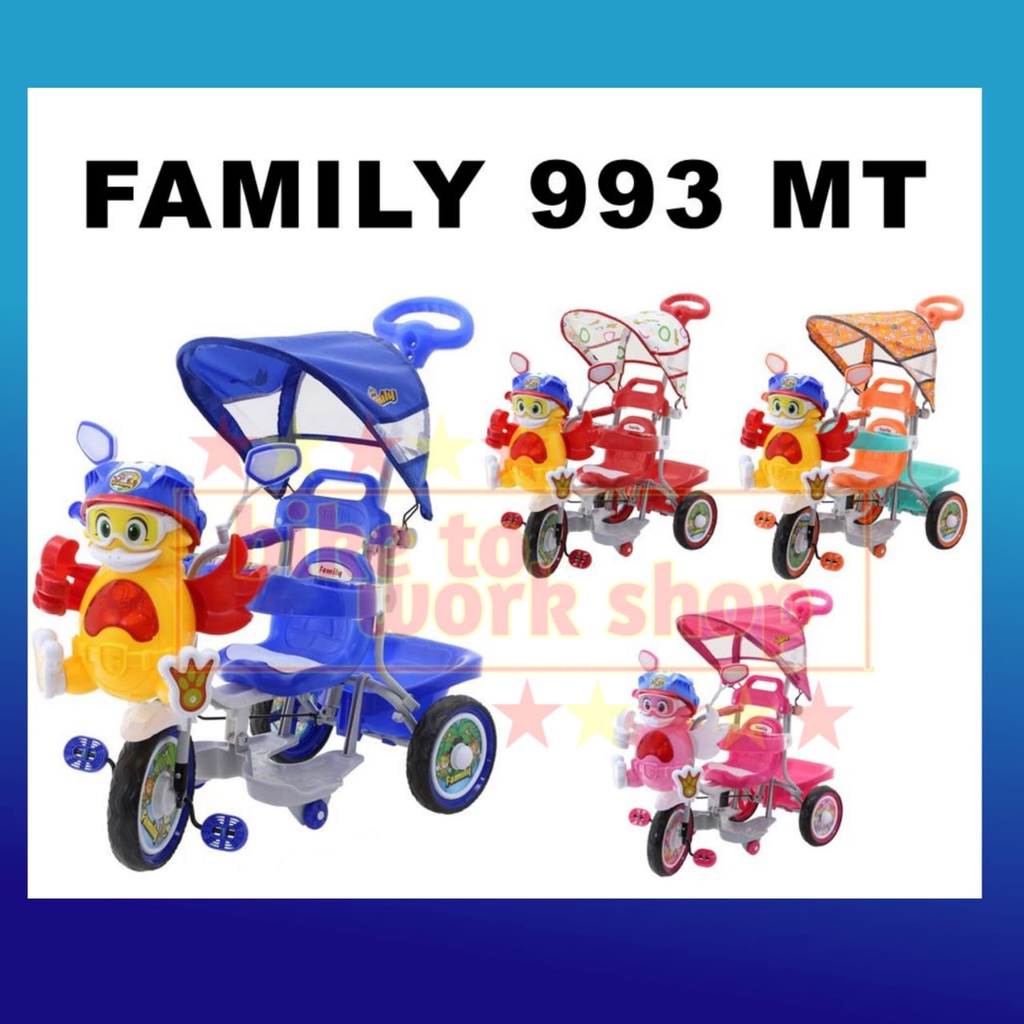 Jual SEPEDA TRICYCLE RODA TIGA ANAK FAMILY F 993 MT 993 PT KANOPI DORONGAN | Shopee Indonesia