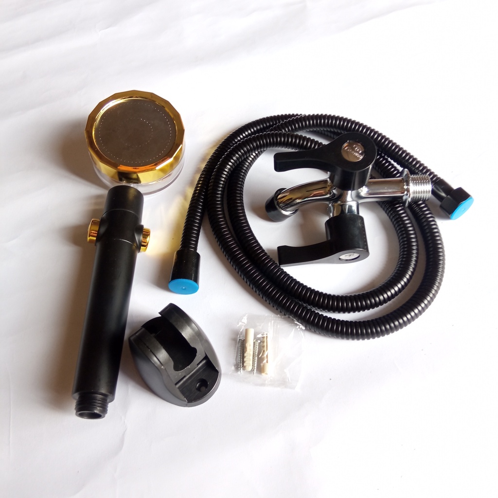 Jual Turbo Fan Hitam Gold Shower Head Water Saving High-Pressure ...