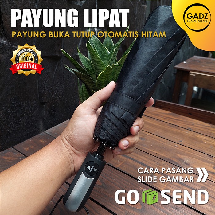 Jual Payung Lipat Otomatis Bahan Premium - Hitam | Shopee Indonesia