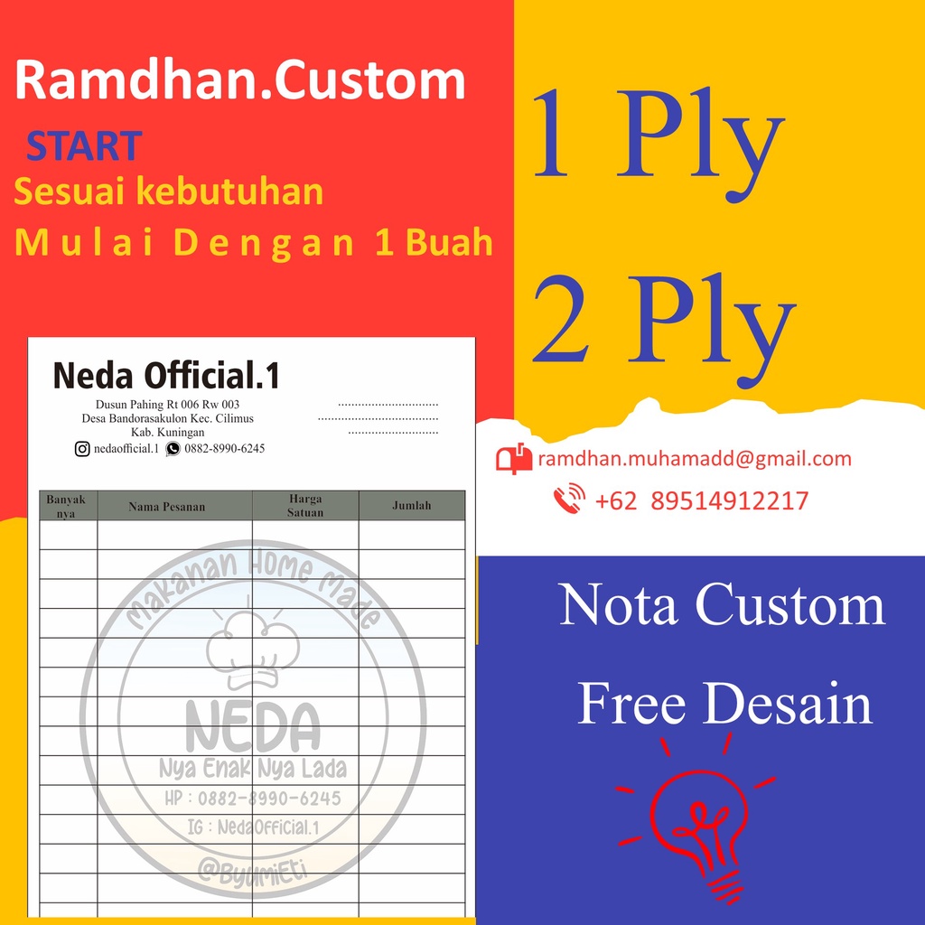Jual Cetak Nota Satuan 1 ply - 1/4 folio | Shopee Indonesia