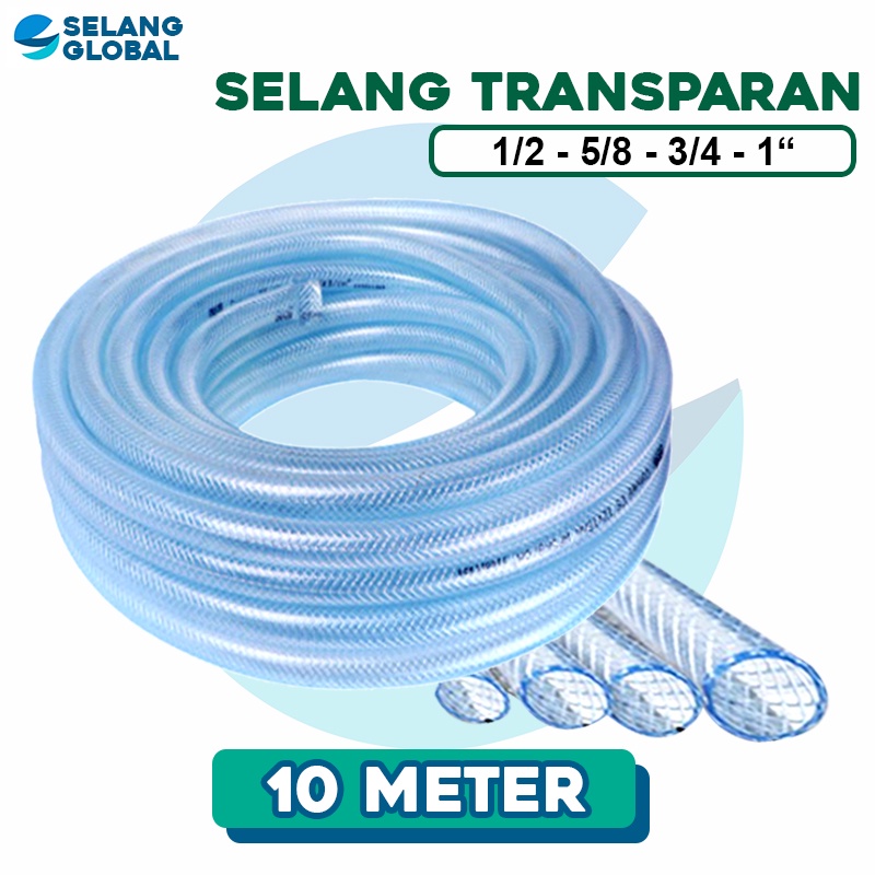 Jual Selang Air 1/2 5/8 3/4 1 Inch 10 Meter Selang Benang Transparan ...