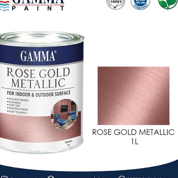 Jual ROSE GOLD METALLIC - 1L - Cat Duco Metalik NC Besi & Kayu Solvent ...