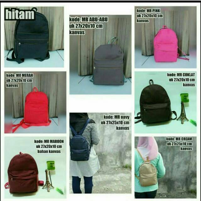 Jual MR Mini Ransel Polos (Abu Sold, Navy Sold) | Shopee Indonesia