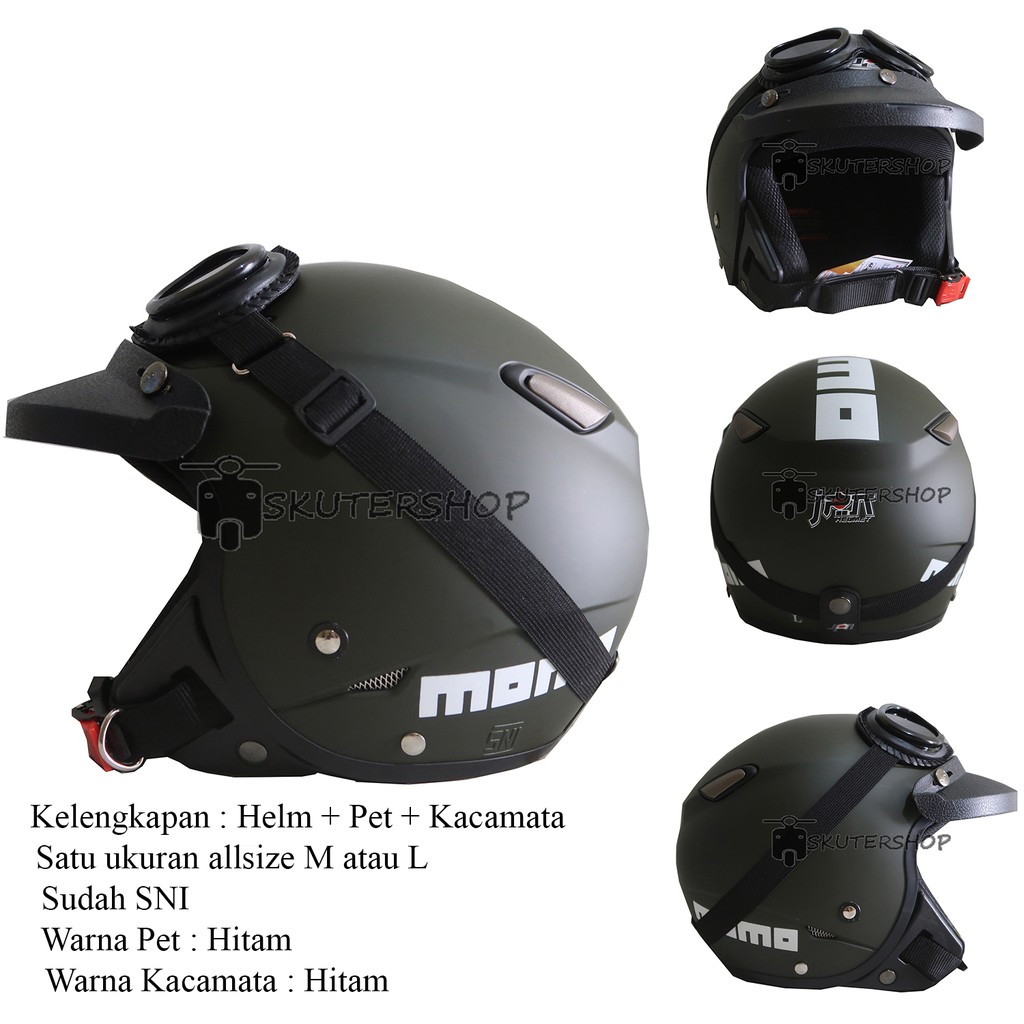 Jual Andriawanhs Helm Retro Pilot Klasik JPN MOMO Vintage Hijau Army ...