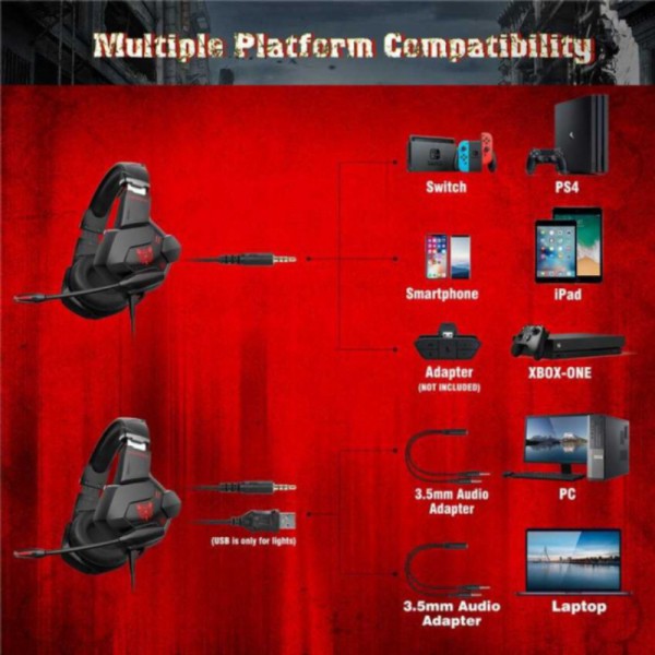 Jual Headset ONIKUMA Gaming Super Bass LED with Microphone Super ...