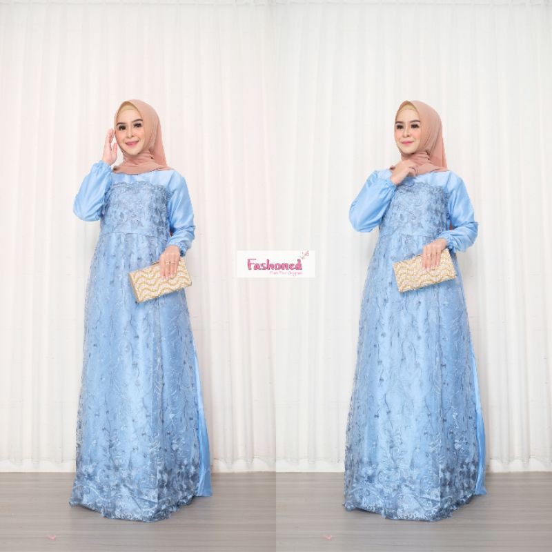 Jual SALE TERBATAS Farasya Dress Kondangan Jumbo Ld 130 Gamis Brukat Jumbo Party Dress Muslim ...
