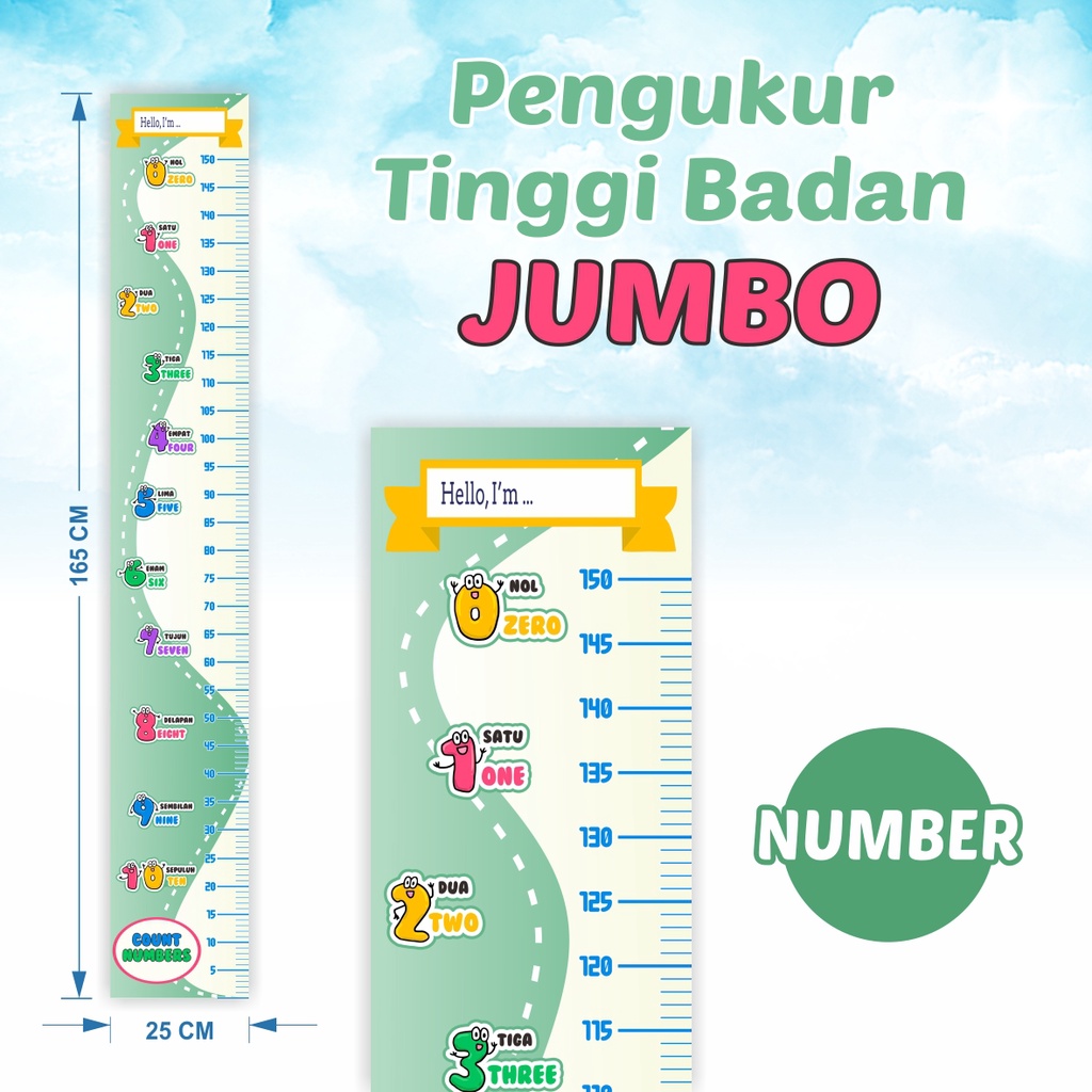 Jual Poster Dinding Pengukur TInggi Badan Anak Grow Up Tematik Jumbo ...