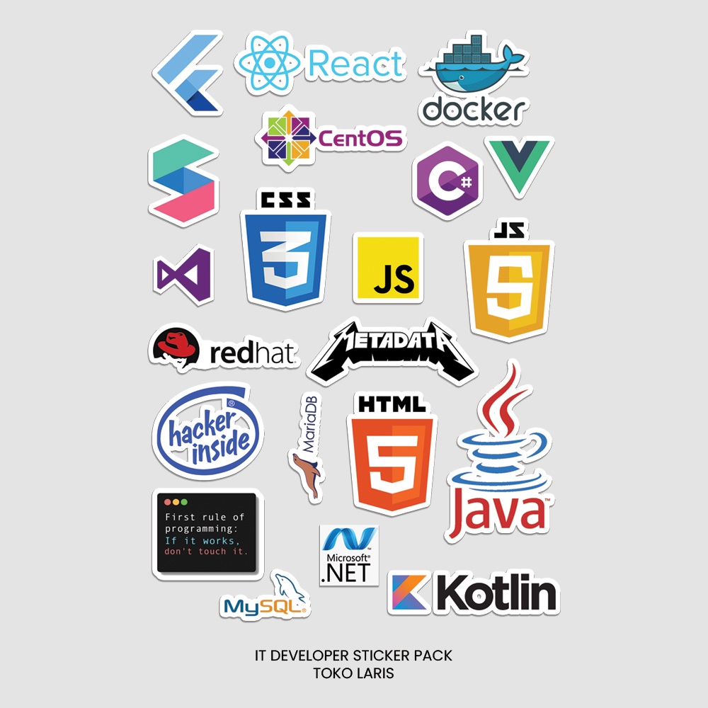 Jual Sticker Pack 20 PCS Tema Teknologi Programming Untuk Laptop ...