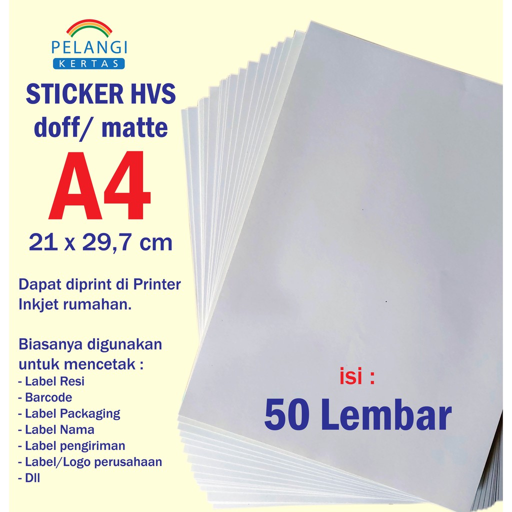 Jual Kertas Sticker HVS A4 Putih Doff 50 Lembar | Shopee Indonesia