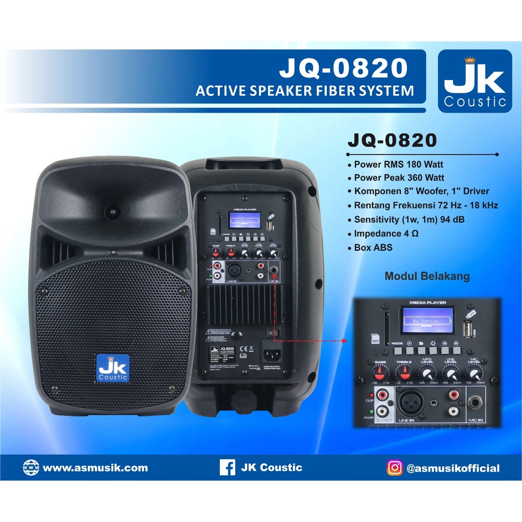 Jual Speaker Aktif JQ0820 Jk coustic JQ 0820 8 Inch | Shopee Indonesia