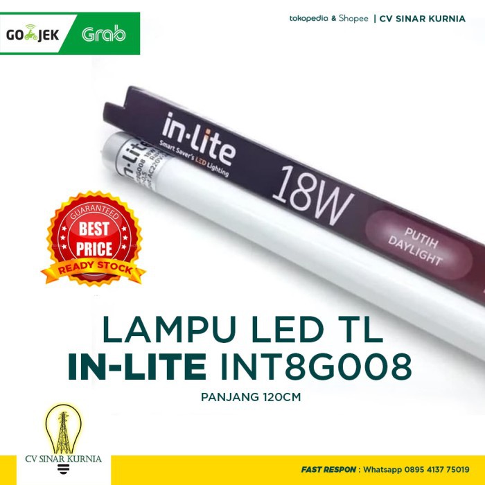 Jual Lampu TL LED Inlite 18w 120cm In-Lite T8 18 Watt Putih INT8G008 | Shopee Indonesia