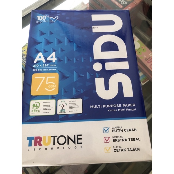 Jual [1 Rim 500 L] Kertas A4 75 Gram Sinar Dunia Kertas A4 Sidu