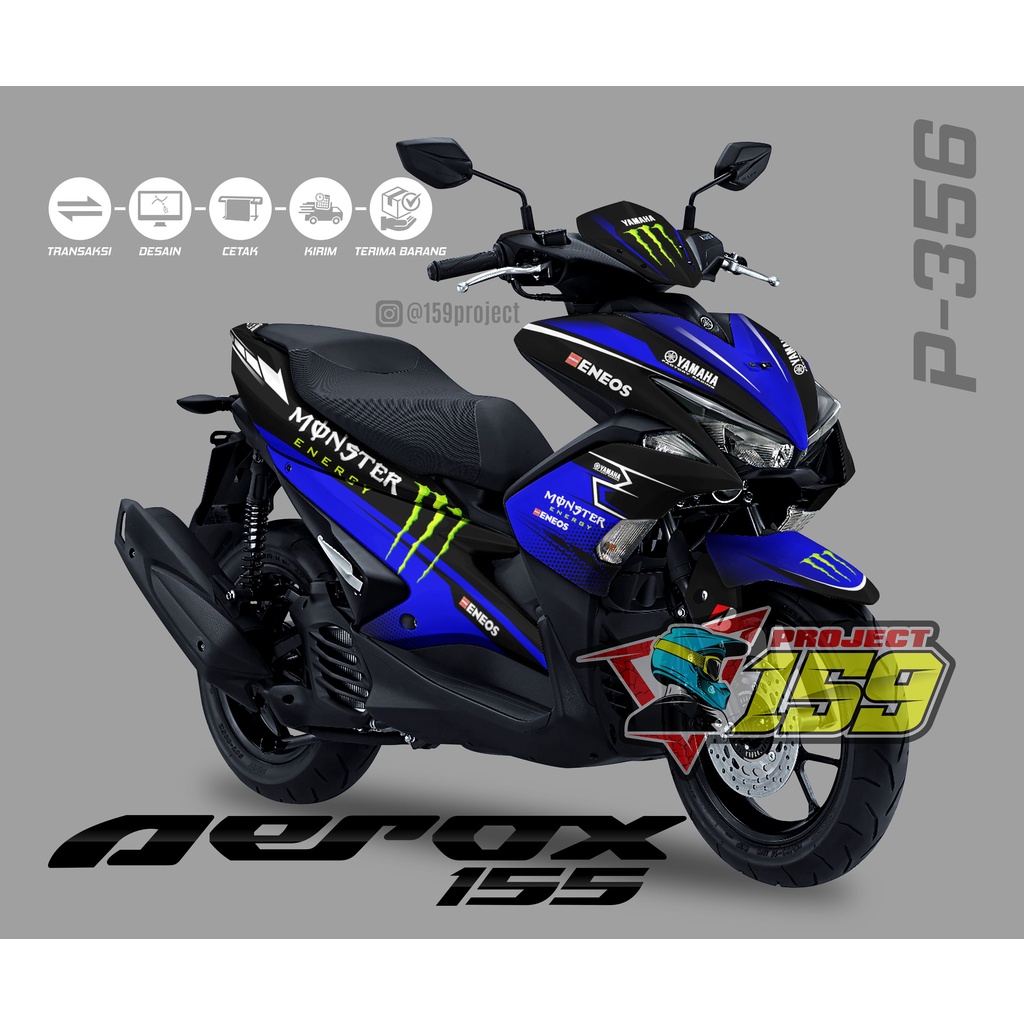 Jual Sticker Decal Aerox 155 - Project 356 Monster Energy Yamaha Livery ...