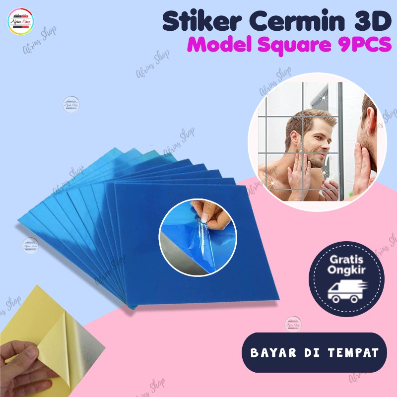Jual Stiker Dinding Cermin 3D Wall Sticker 9 PCS 15x15x 0.1cm | Shopee ...