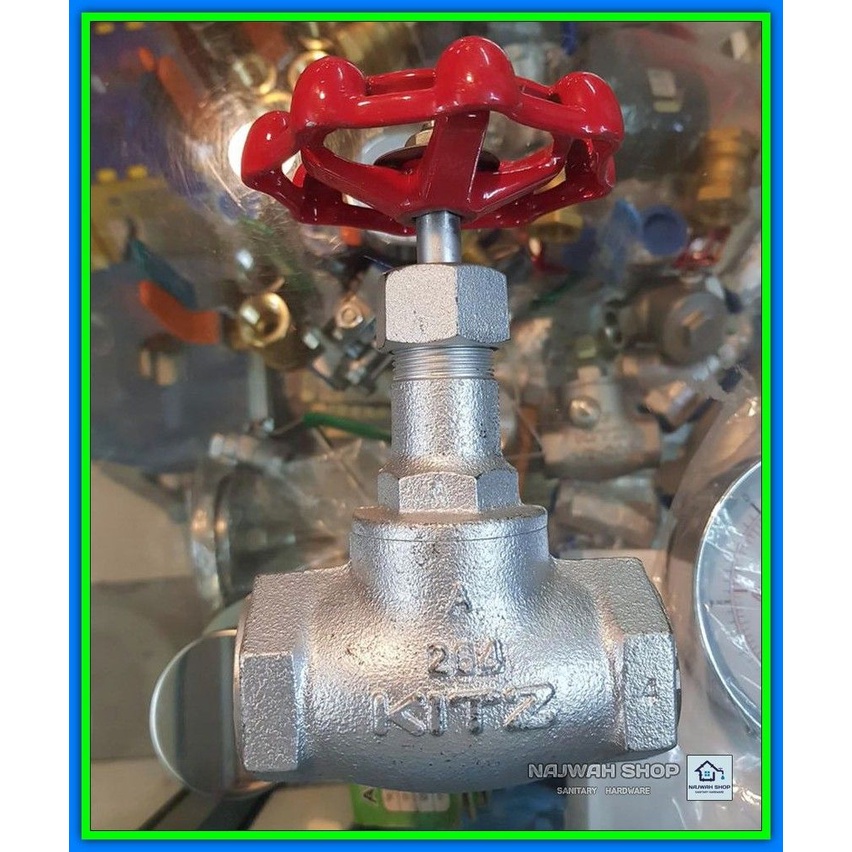 Jual Stop Kran Globe Valve 1 1/4" inch Kitz Ductile Iron 10K Ulir Drat Besi Ulet Original Murah ...