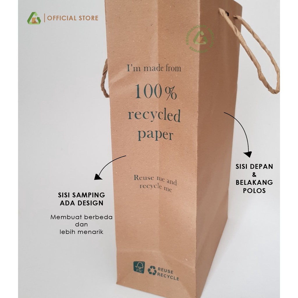Jual Paper bag kraft 30x20x9 / Kantong kertas coklat ramah lingkungan ...