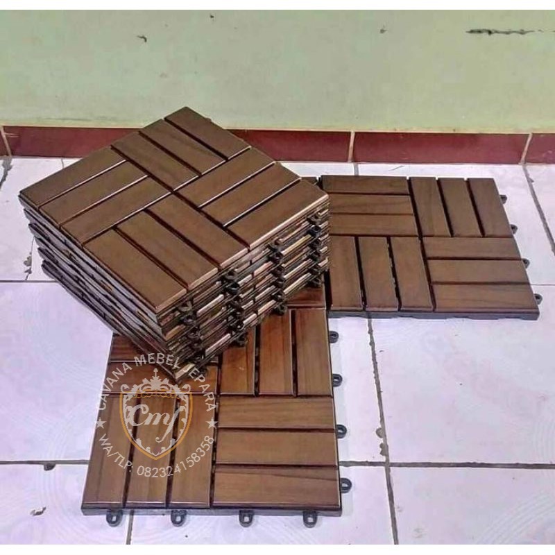 Jual decking tile kayu lantai kayu jati 9pcs(30x30cm) | Shopee Indonesia