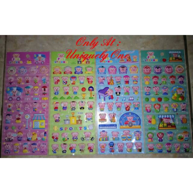 Jual STICKER TIMBUL / STIKER ANAK 3D - MOTIF : ANEKA JENIS BABI PIGGY ...