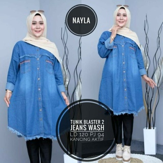 Jual [Terbaru ] Jual Tunik Blaster Baju Atasan Wanita Bahan Jeans Wash ...