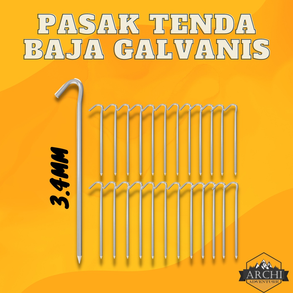 Jual Pasak Tenda Camping Baja GALVANIS ANTI KARAT dan RINGAN | Shopee ...