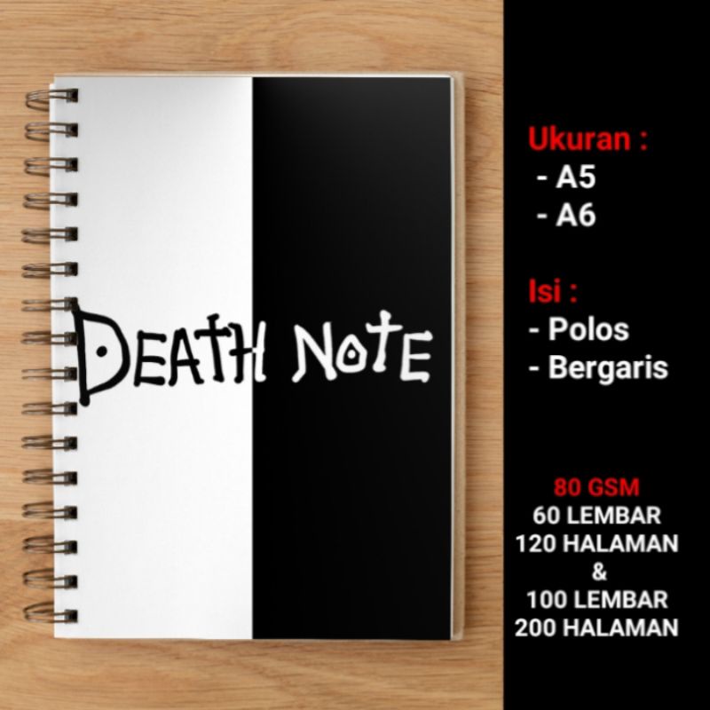 Jual 100 Lembar Notebook Spiral Death Note Ukuran A5 A6 | Shopee Indonesia