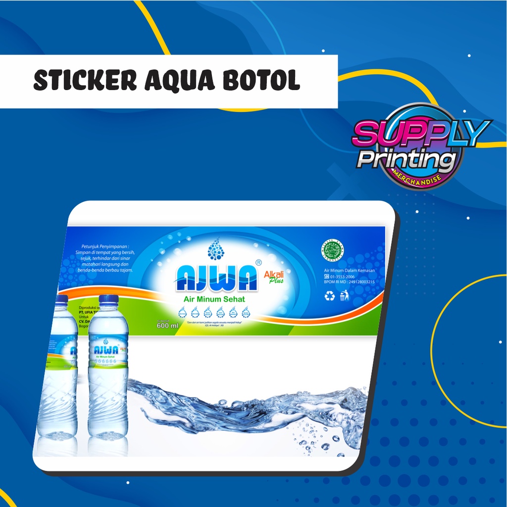 Jual Cetak Sticker Label Aqua Air Minum Kemasan MURAH (isi 100Pcs ...