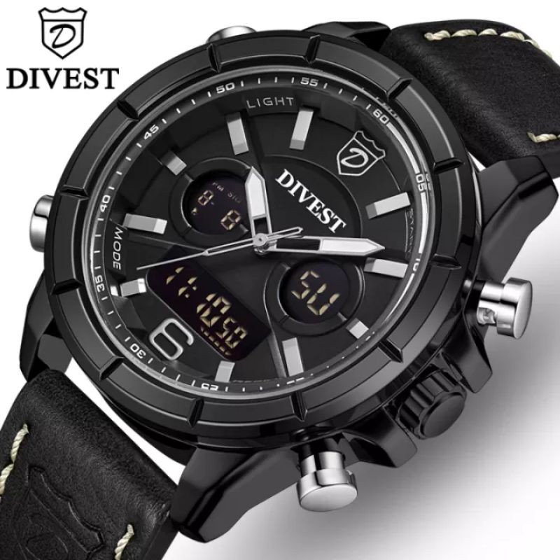 Jual Divest 9003 Jam Tangan Dual Time Kulit Premiun | Shopee Indonesia