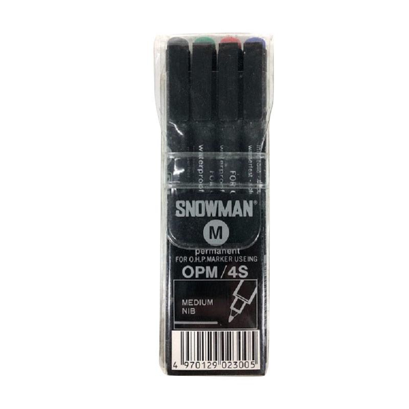 Jual [ SET ] Spidol Permanent Marker - Snowman OHP F / M 4 Warna MURAH ...