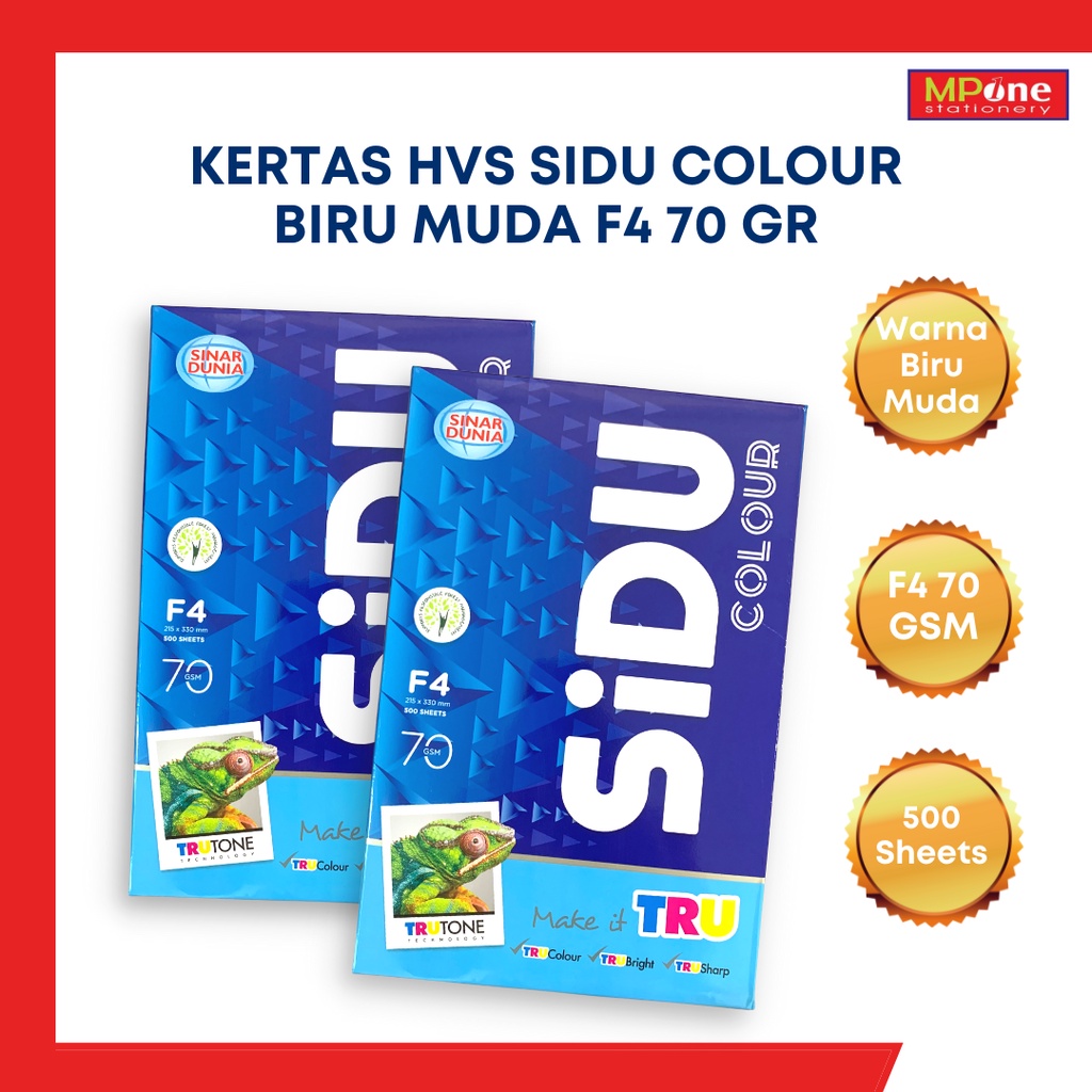 Jual 1 RIM Kertas HVS SIDU Biru Muda. Merah Ukuran F4 70GSM / Kertas ...