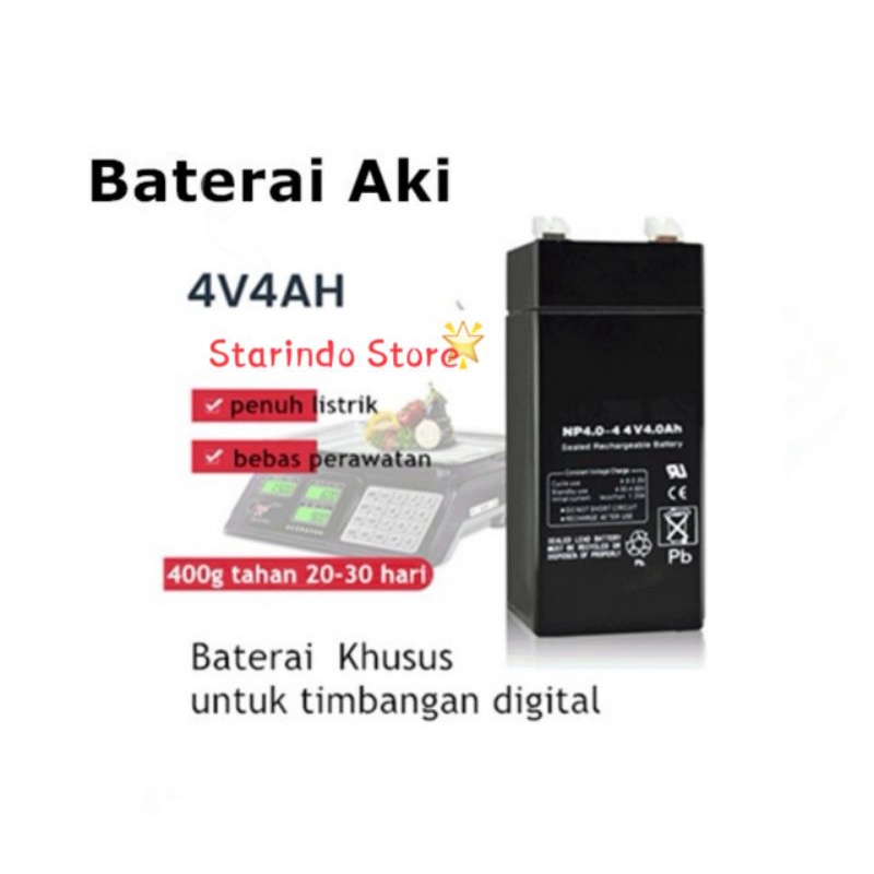 Jual BATERAI AKI 4V 4AH / Baterai Timbangan Digital | Shopee Indonesia