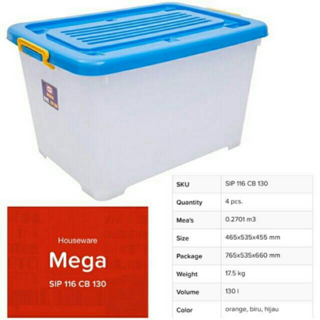 Jual shinpo box container roda 130 liter mega/ boxer shinpo 130 liter ...