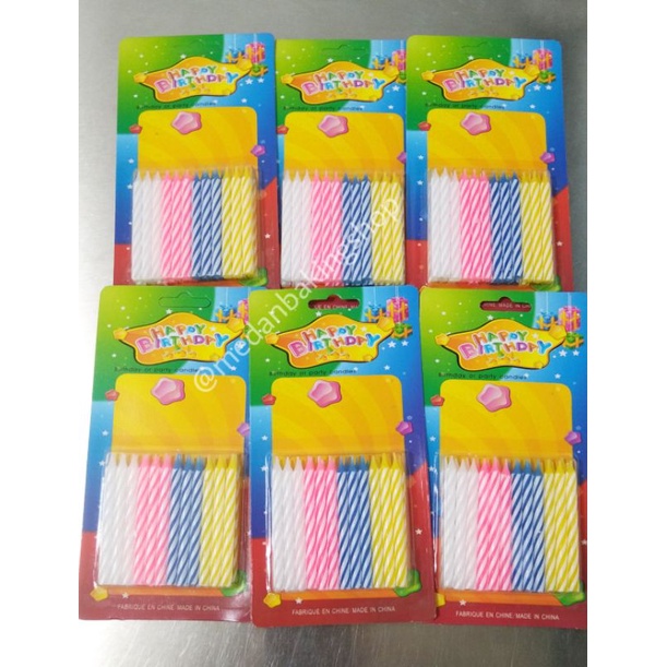 Jual Lilin Ulang Tahun isi 24pcs/Lilin Warna-warni/Lilin Happy Birthday ...