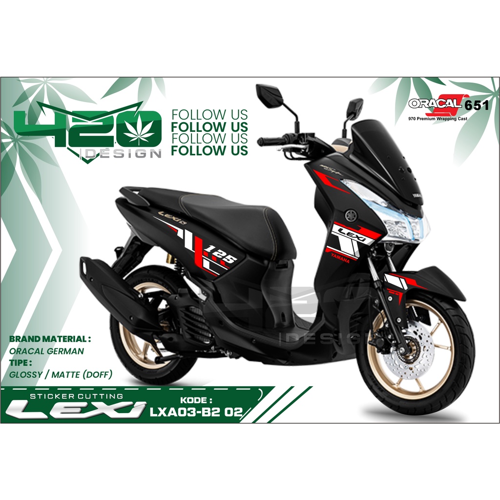 Jual Stiker Cutting Variasi 2 Warna Yamaha Lexi 125 Motor Hitam ...
