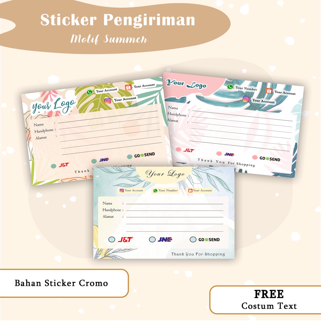 Jual STIKER LABEL PENGIRIMAN ONLINE SHOP MOTIF SUMMER / SHIPPING LABEL ...