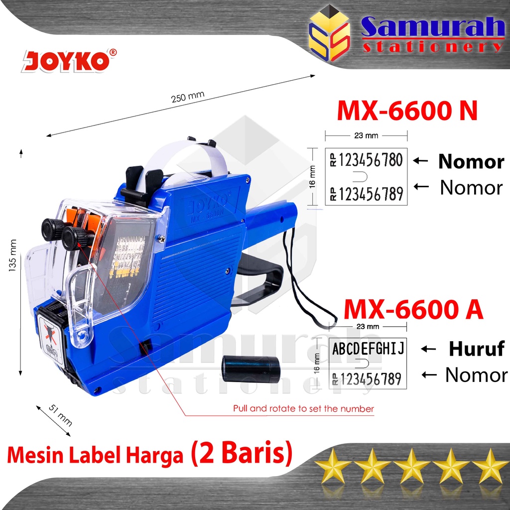 Jual Alat Label Harga Joyko MX-6600A 2 Baris ( Huruf - Nomor ) / Tag ...