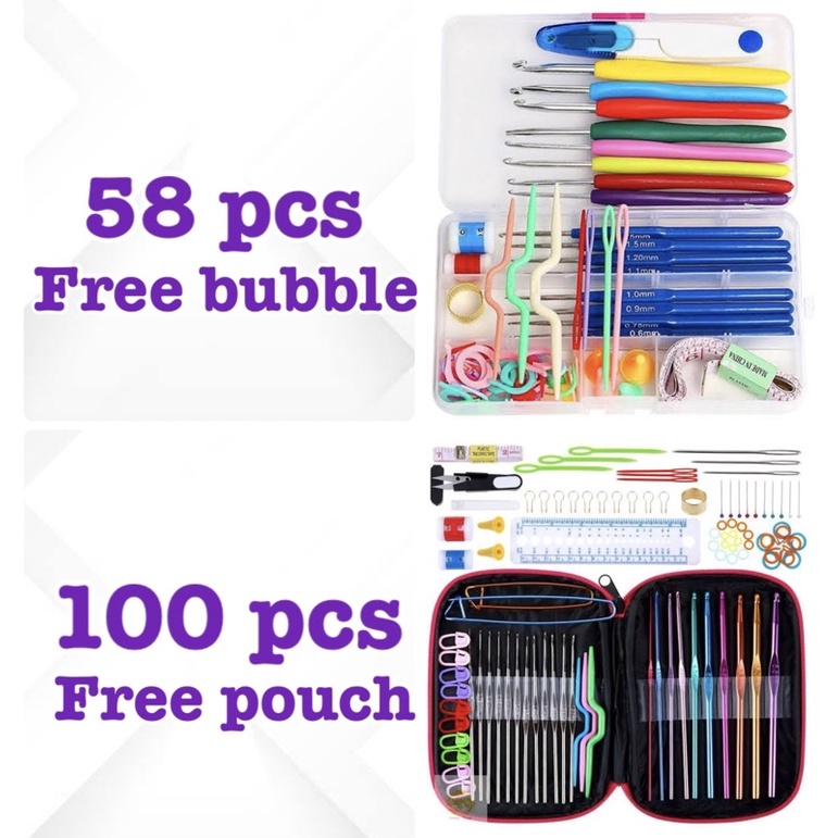 Jual 58/100pcs Set Alat Rajut Set / Hakpen Set / Perlengkapan Rajut Set ...