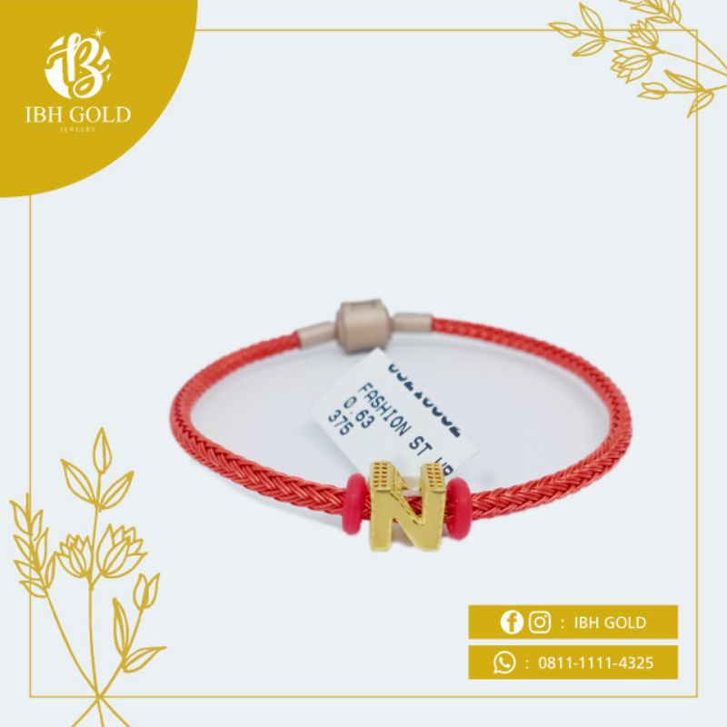 Jual Liontin Huruf Emas Alfabet Cham Kadar 375 8 Karat Gelang Tali ...