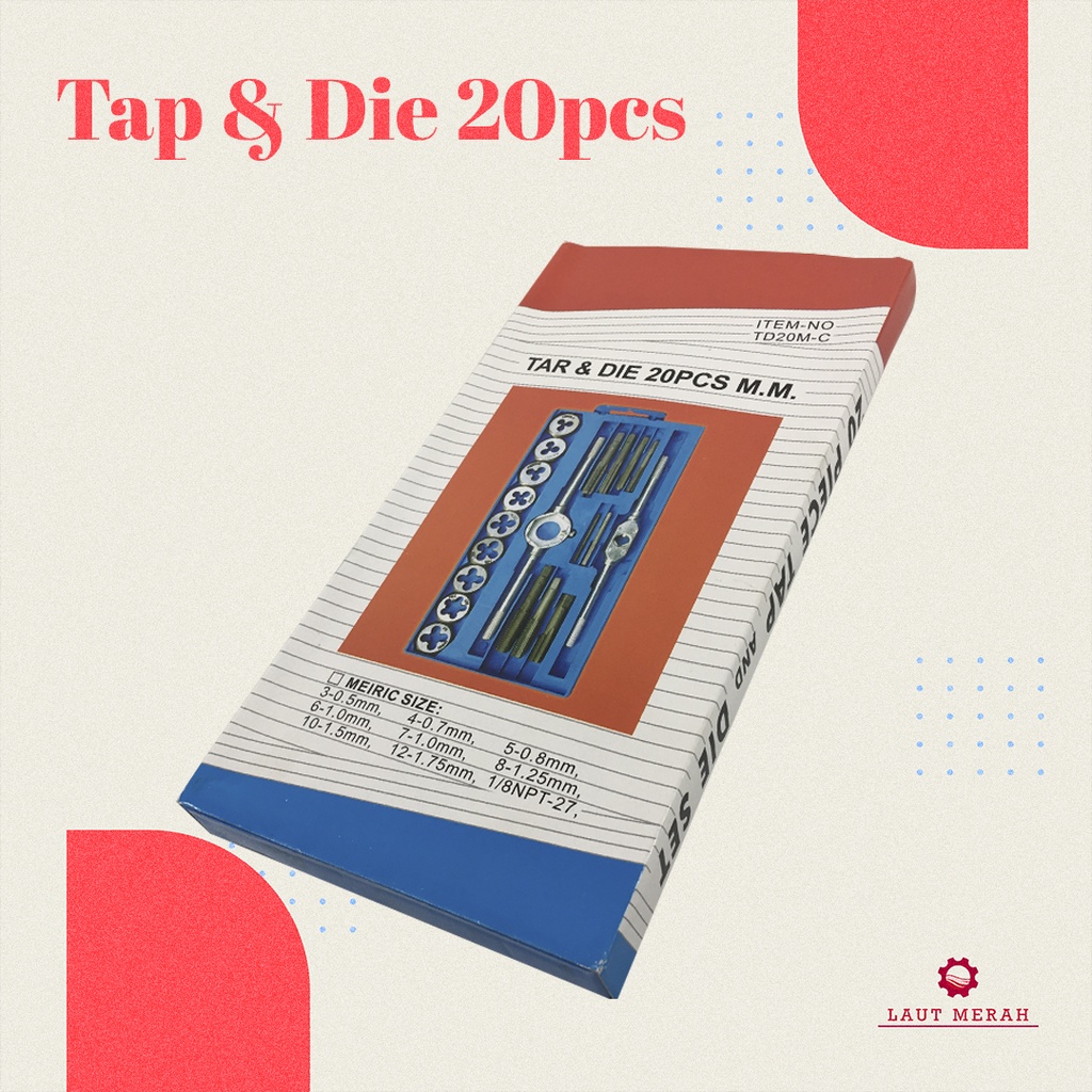 Jual Set 20pcs Alat Snai Senai Dan Hand Tap Die Tapping Pembuat Ulir ...
