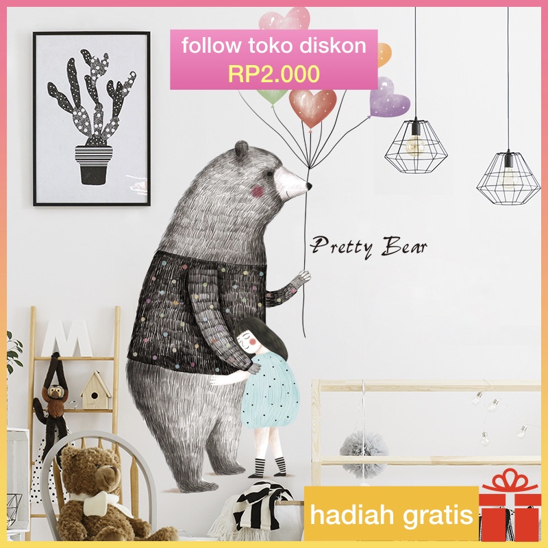 Jual stiker kamar estetik / wall stiker dinding pvc transparan （60cm ...