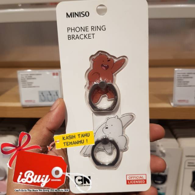 Jual Miniso We Bare Bears Panpan Grizzly Universal Phone Ring Bracket ...