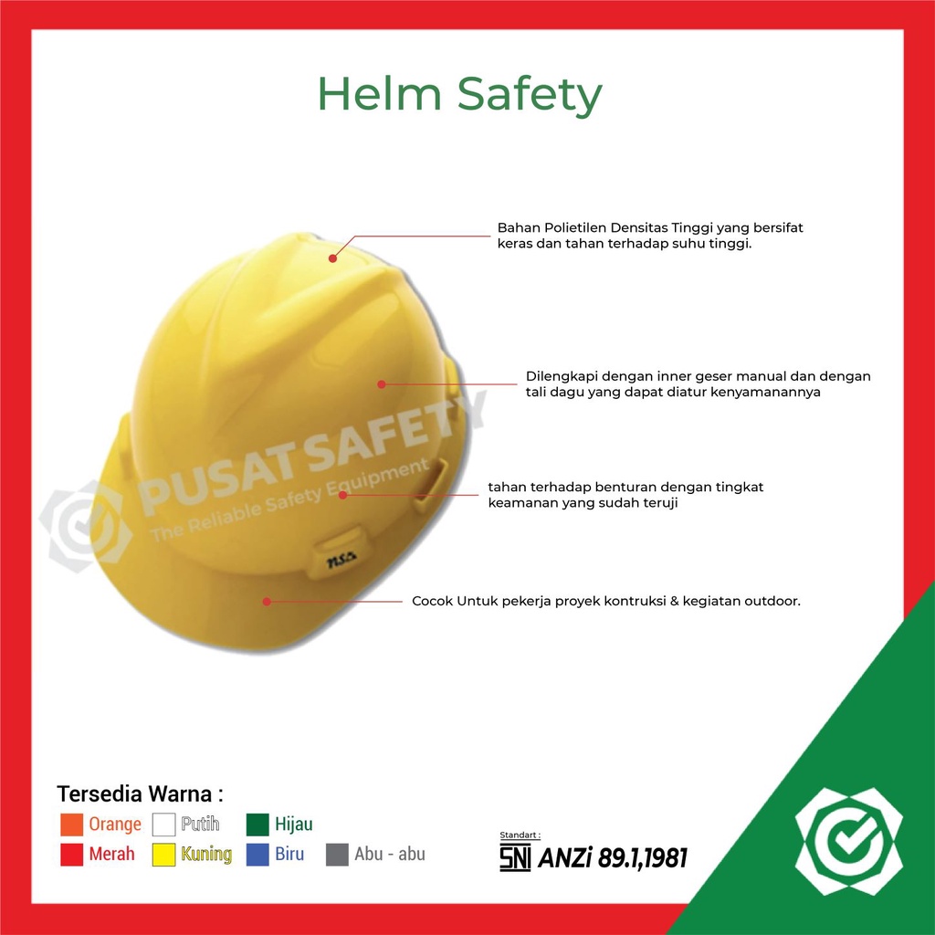 Jual Helm Proyek NSA Vgard Helem Safety Standart SNI ANZI | Shopee ...