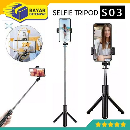 Jual Tongsis S03 Selfie Stick Integrated Tripod Bluetooth Remote ...