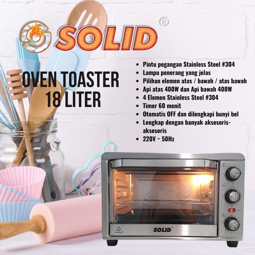 Jual Oven Toaster Pemanggang Listrik SOLID ukuran 18 Liter lengkap ...