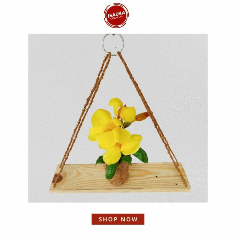 Jual Rak Dinding Kayu Gantung Tali Ring Minimalis Aesthetic Rustic ...