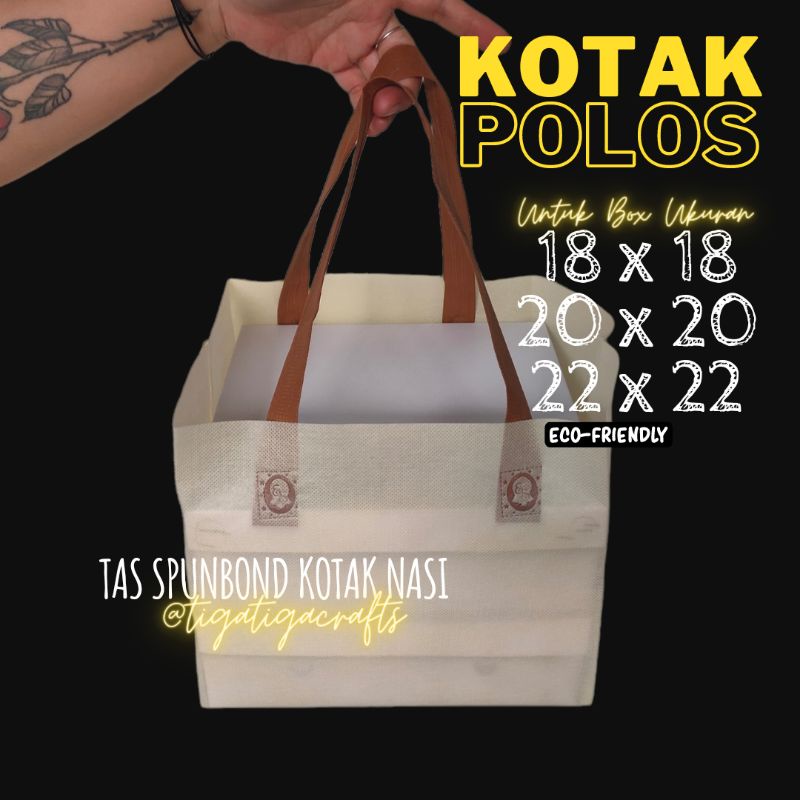 Jual POLOS LUSINAN tas spunbond kotak nasi murah tas kain nasi kotak tas spunbond box 22x22 ...