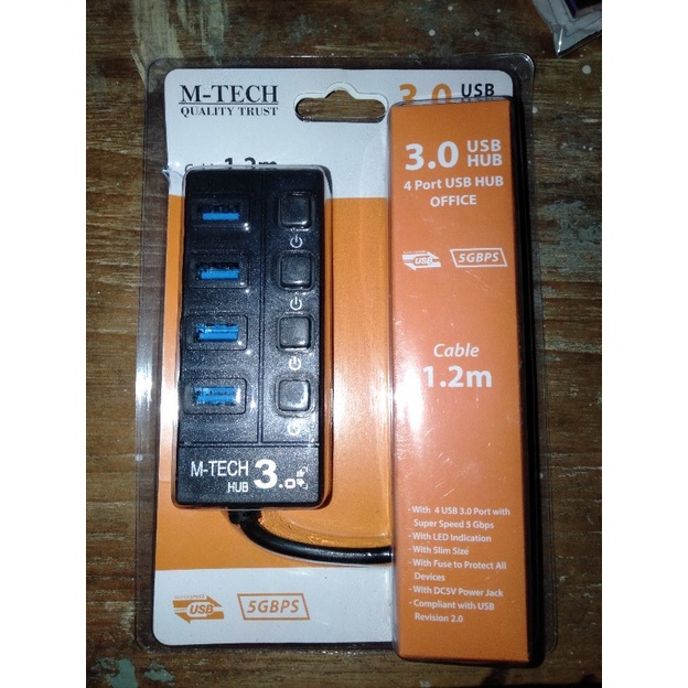Jual USB HUB 4 PORT USB 3.0 M-TECH MT-UH3 ON/OFF | Shopee Indonesia