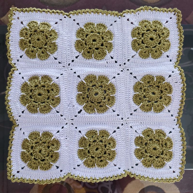 Jual Alas meja rajut motif bunga taplak meja petak kecil rajutan ...