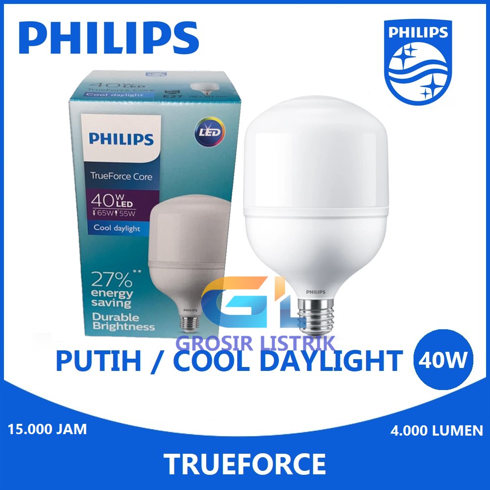 Jual Lampu Philips LED TrueForce 40W Putih Cool Daylight 6500K Gn3 (40 Watt 40 W 40Watt ...