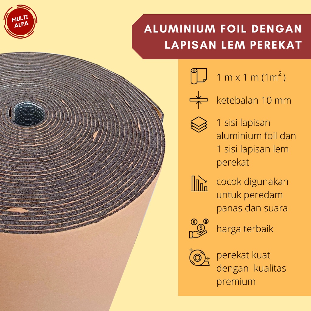 Jual peredam suara panas mobil aluminium foil 10mm sticker (lem) 1x1 ...