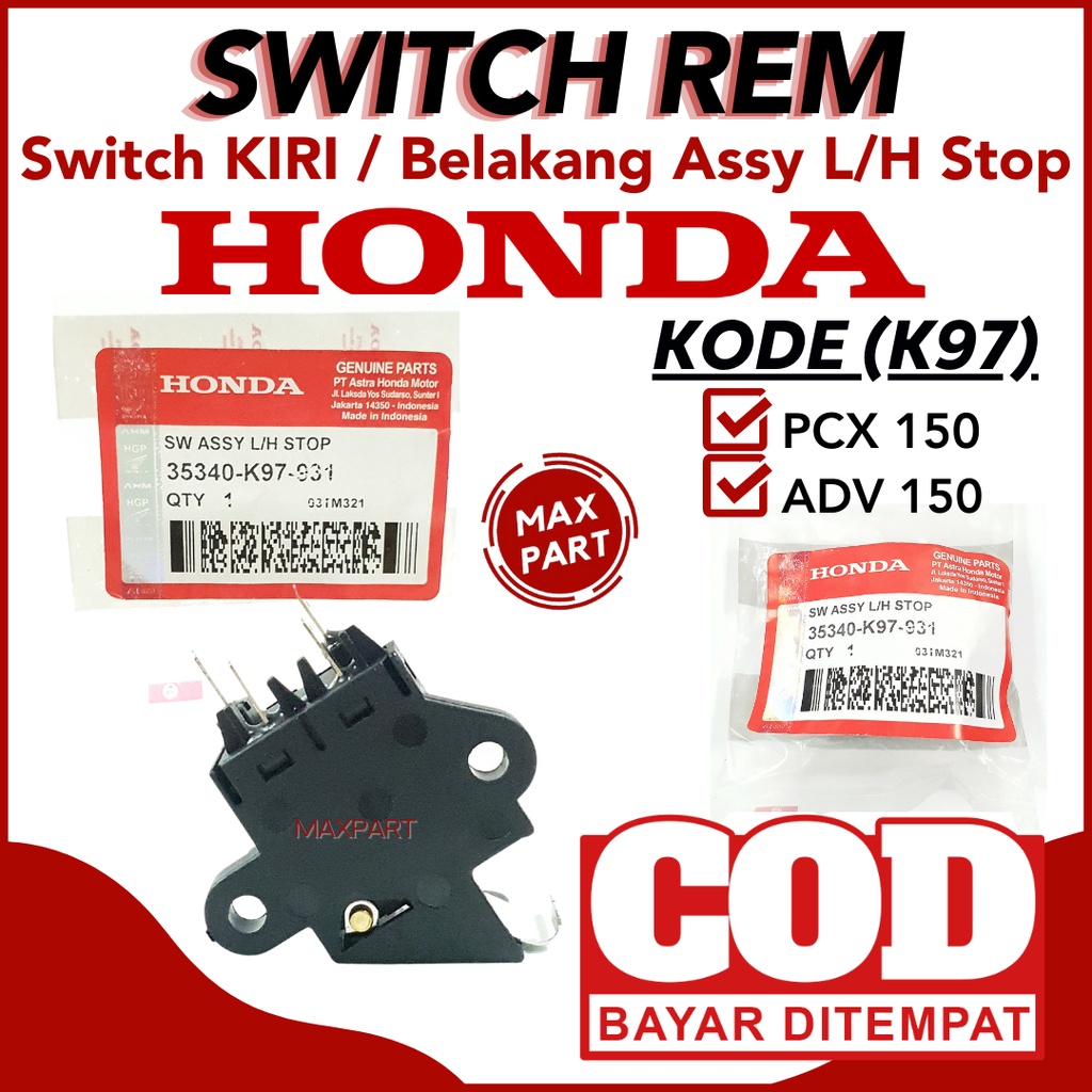 Jual SWITCH REM KIRI / BELAKANG K97 Switch Assy LH Stop Brake PCX ADV 150 | Shopee Indonesia
